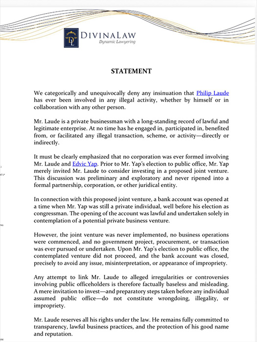 Small Laude's husband Philip denies involvement in flood control mess ...